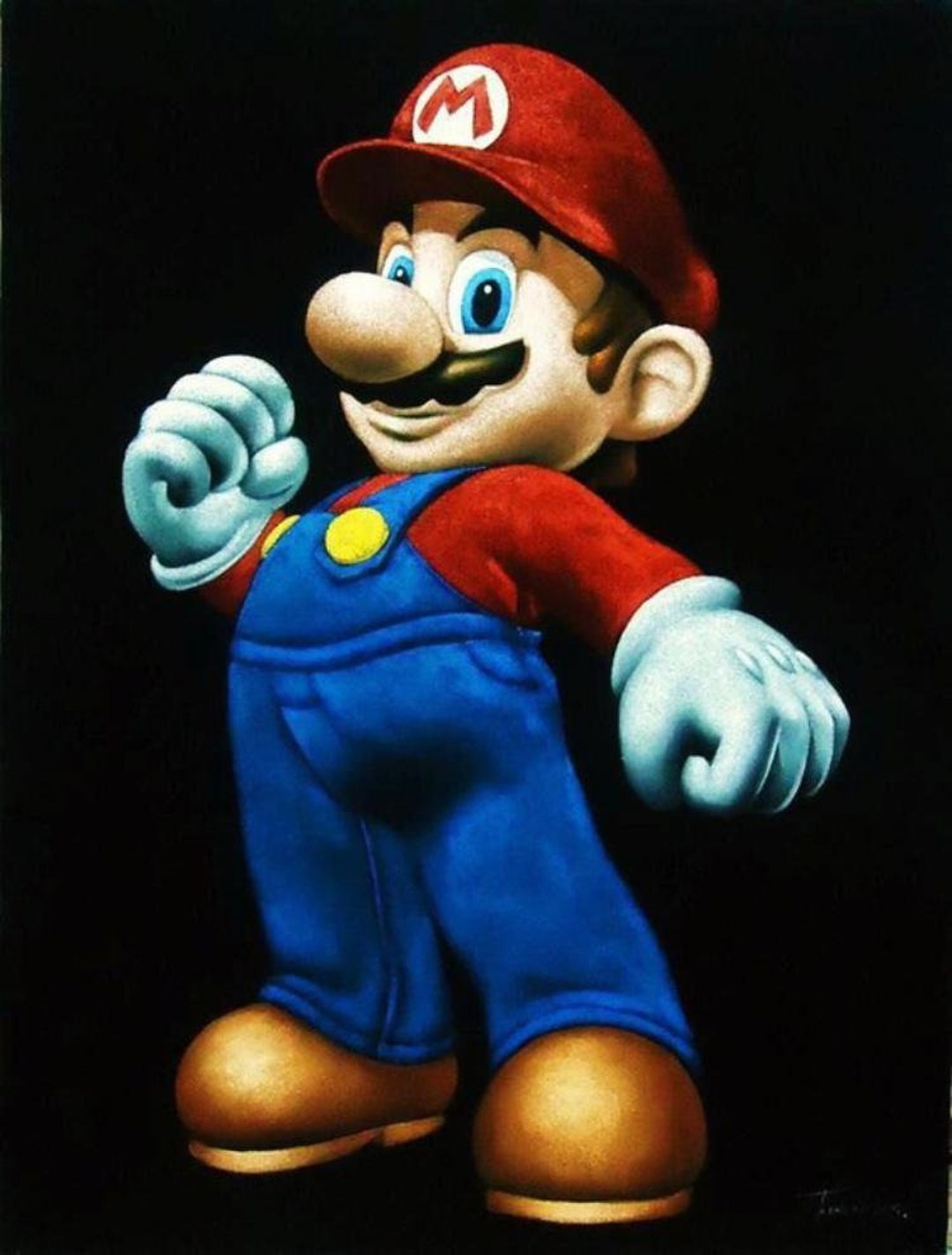 Nintendo Super Mario Bros. Black Velvet Oil Painting Hand Painted ...