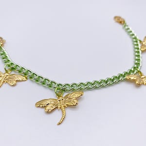 Green Dragonfly Mask Chain | Whimsical Gold-plated Bug Charm Jewelry ...