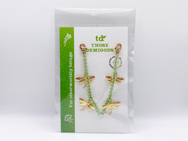Green Dragonfly Mask Chain | Whimsical Gold-plated Bug Charm Jewelry ...
