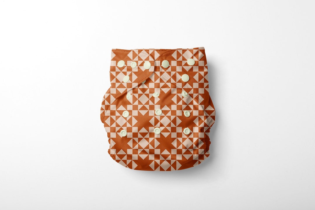 Burnt Orange Star Quilt Cloth Diaper | Reusable AWJ Pocket Nappies - Etsy