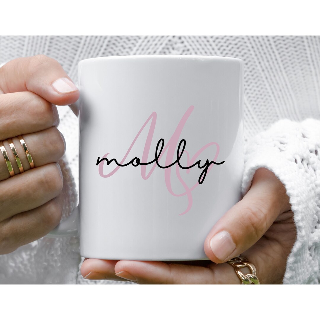 Taza De Nombre Personalizado Carta De Monograma Inicial Etsy México