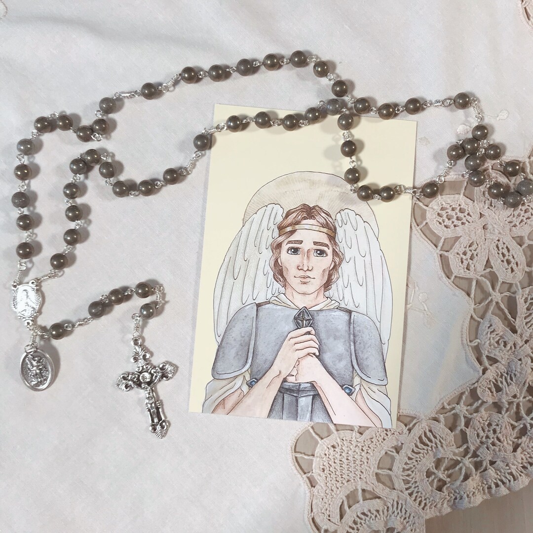 Saint Michael Rosary and Holy Card - Etsy