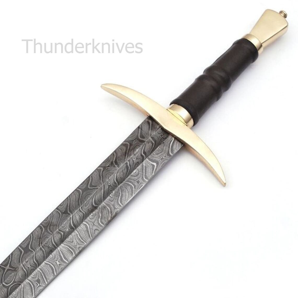 Handmade Damascus Steel Viking Sword With Leather Cover , Hand Forged ...