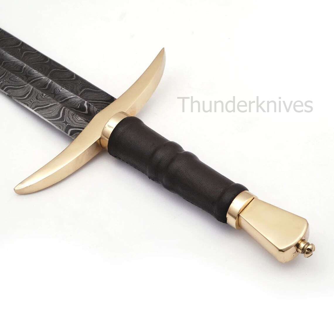 Handmade Damascus Steel Viking Sword With Leather Cover , Hand Forged ...