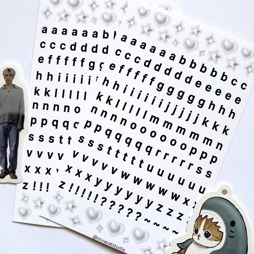 Alphabet Black Letters Sticker Sheet | ABC Planner Bujo Deco Journaling ...