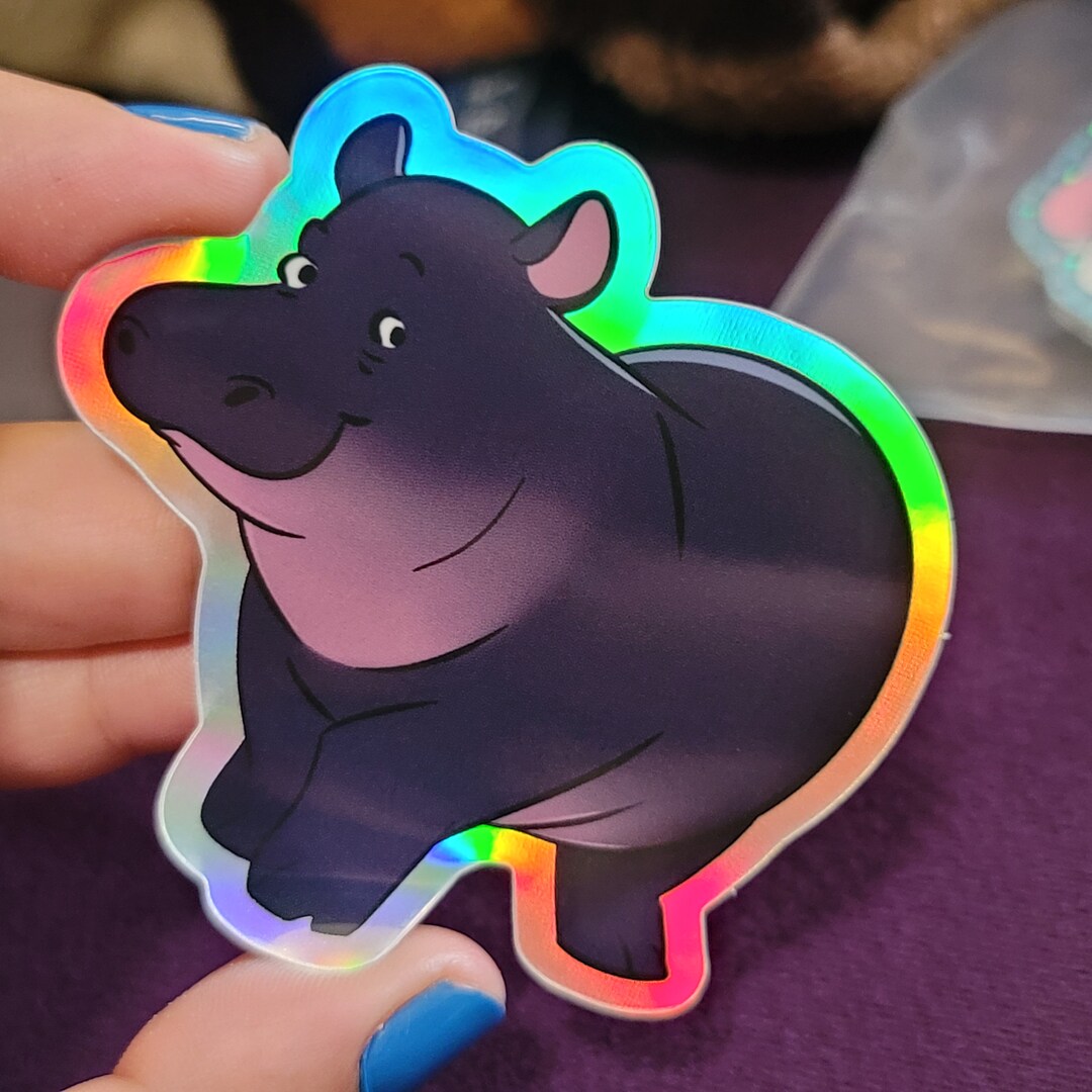 Holographic Pygmy Hippo Moo Deng Sticker - Etsy