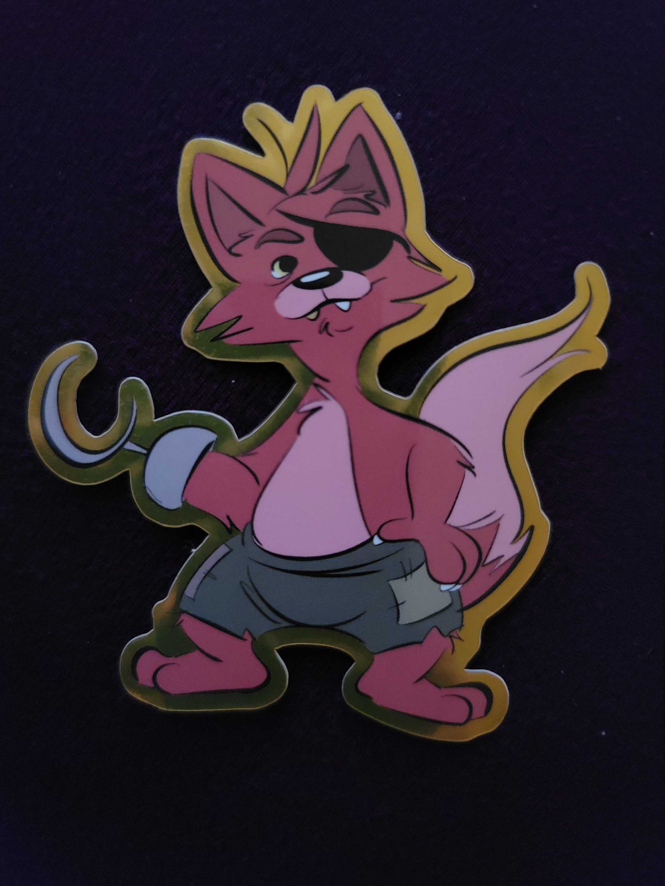 FNAF Foxy the Pirate Gold Mirror Sticker - Etsy