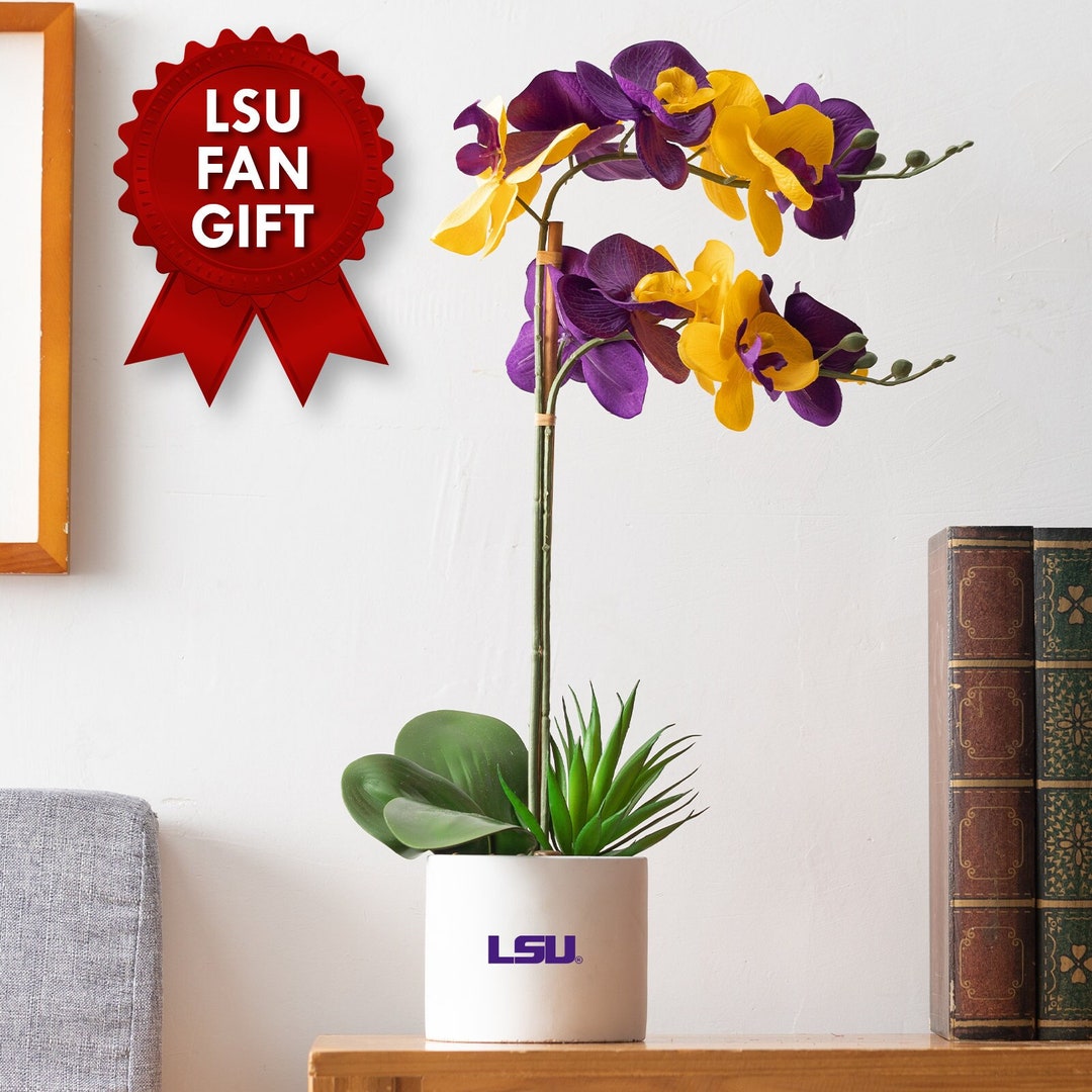 LSU Louisiana University Orchid Plant - Faux Orchid Plant - LSU Gifts ...