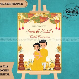 Haldi Ceremony Welcome Signs, Haldi Signage Board, Haldi Floral Welcome ...