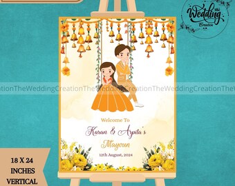 Haldi Signage Board, Haldi Floral Welcome Signage, Indian Haldi Decor ...