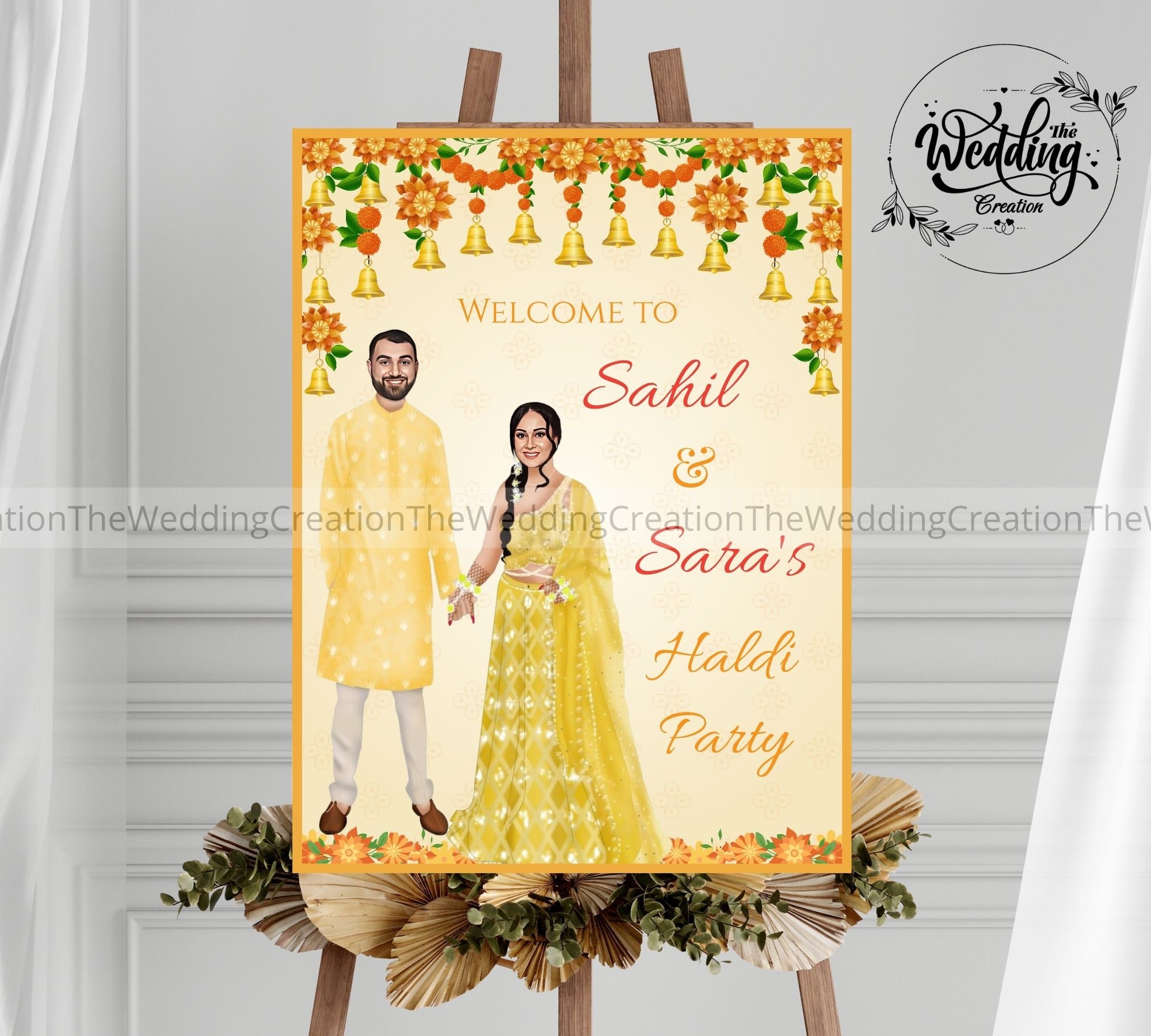 Haldi Party Signage, Haldi Floral Welcome Signage, Indian Haldi Decor ...
