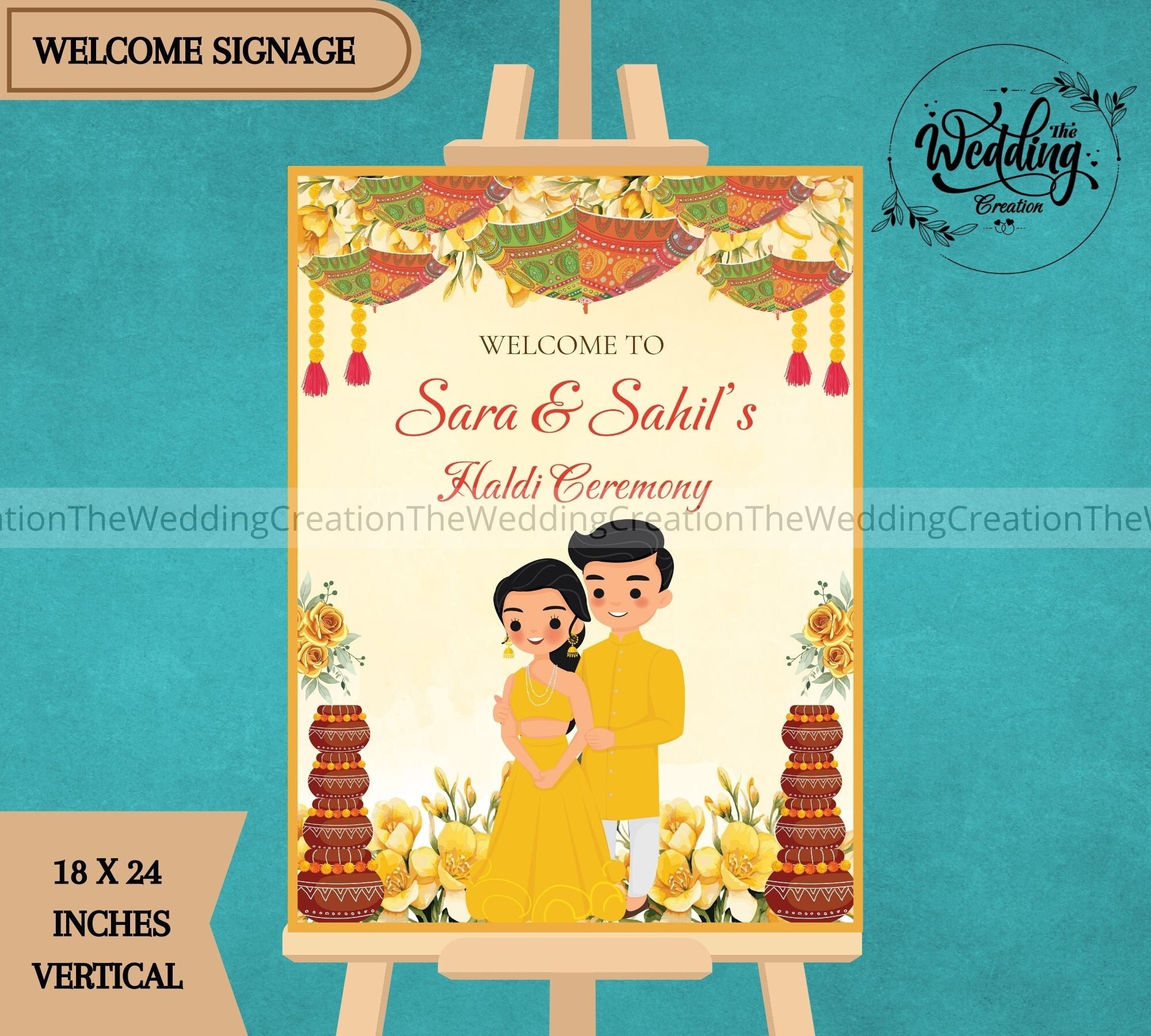 Haldi Ceremony Welcome Signs, Haldi Signage Board, Haldi Floral Welcome ...