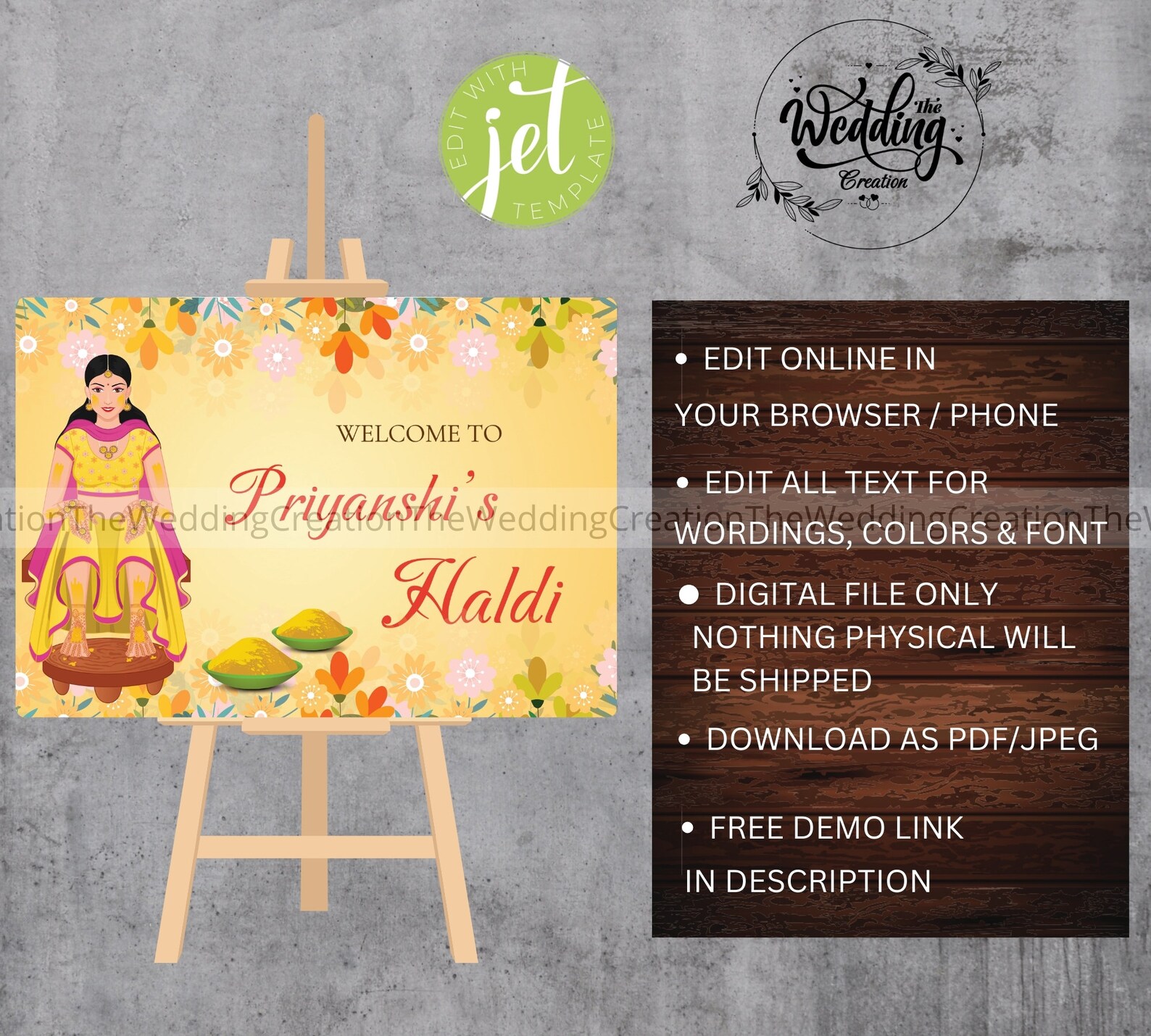 Bridal Haldi Decor Entry Sign Board, Haldi Signage Board, Haldi Welcome ...