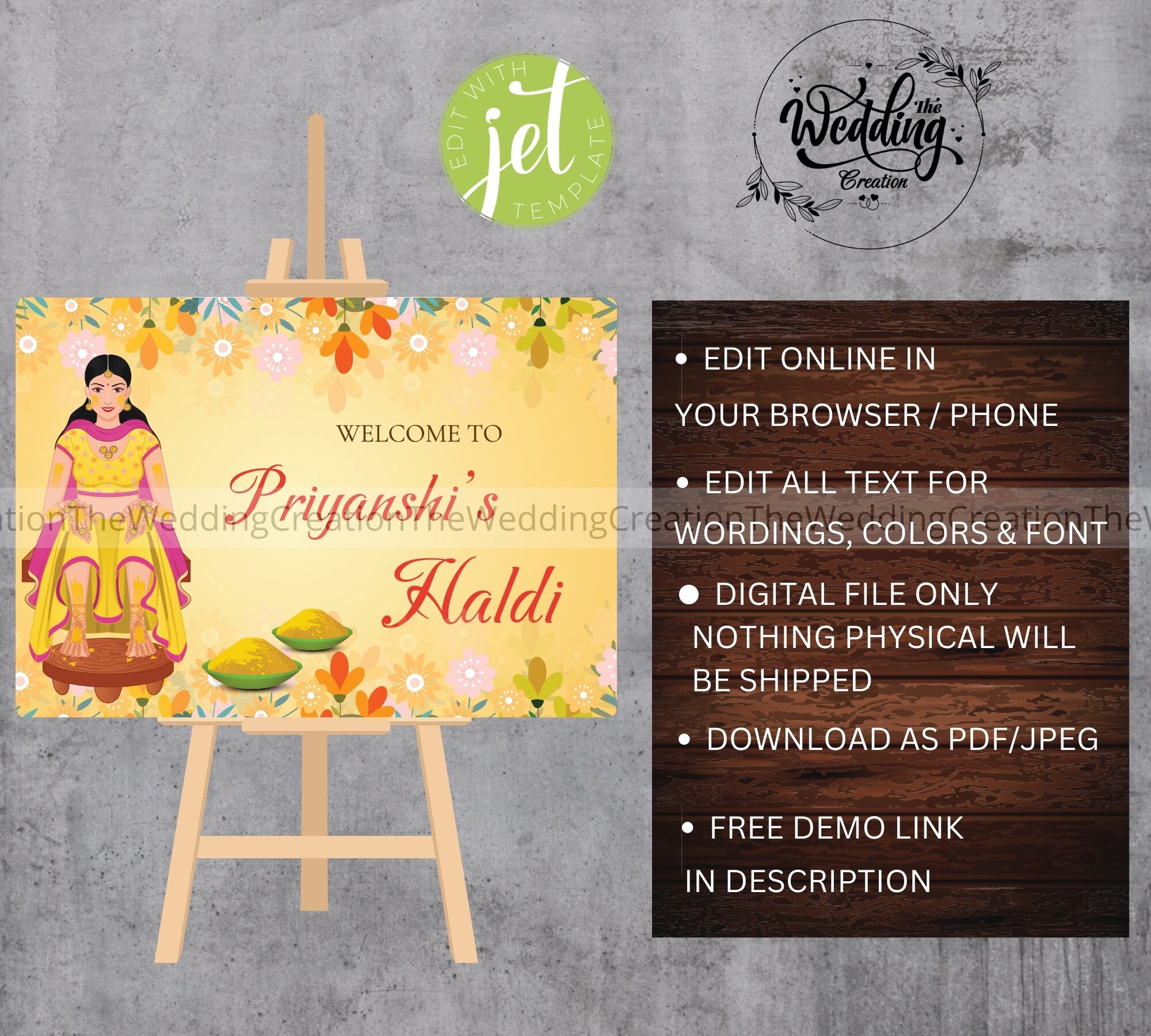 Bridal Haldi Decor Entry Sign Board, Haldi Signage Board, Haldi Welcome ...
