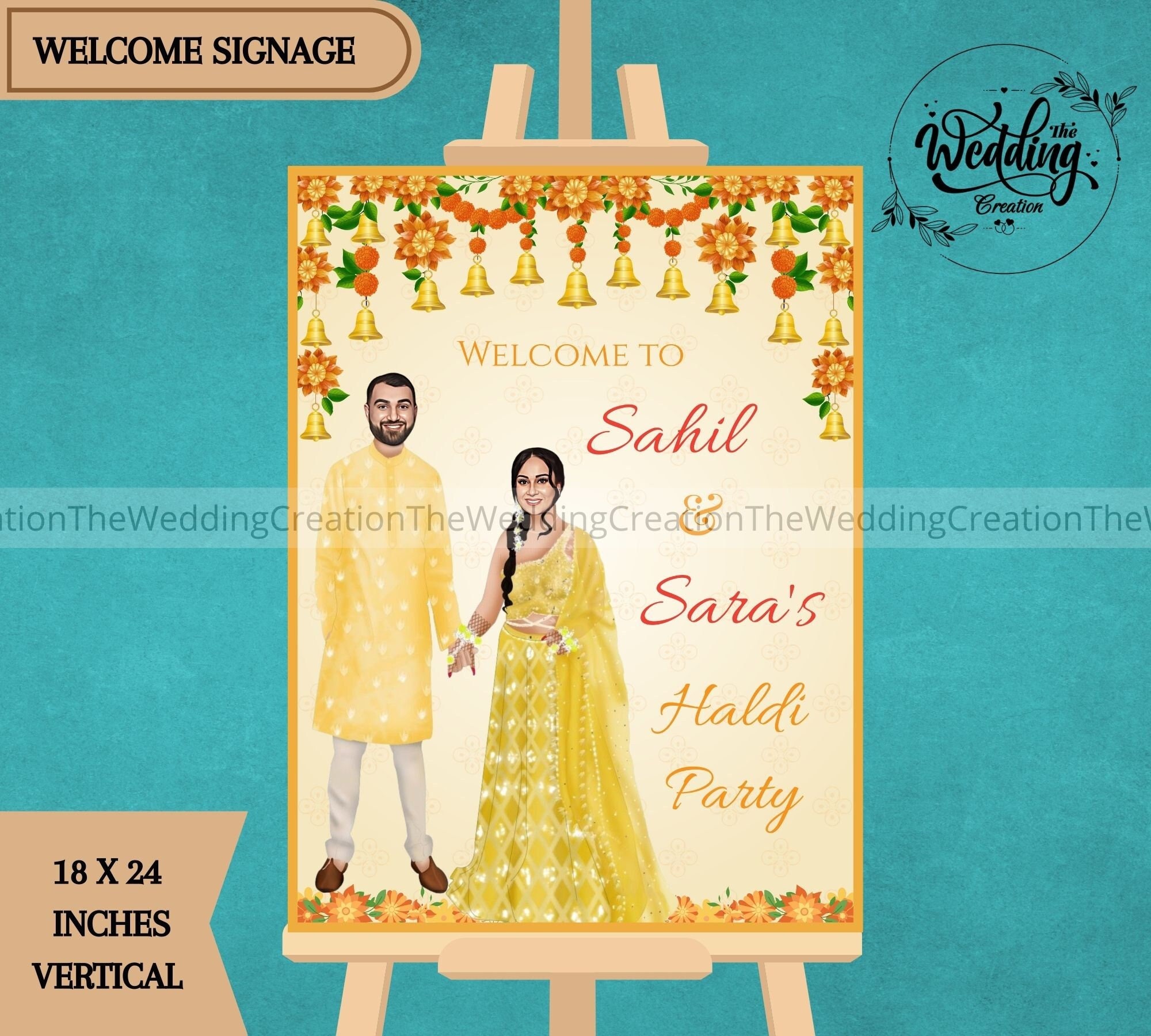 Haldi Party Signage, Haldi Floral Welcome Signage, Indian Haldi Decor ...