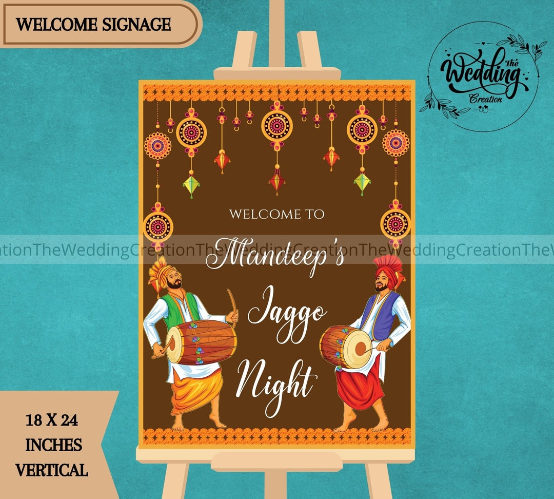 Sikh Wedding Decor Sign, Jaggo Welcome Signs as Punjabi Wedding Decor ...