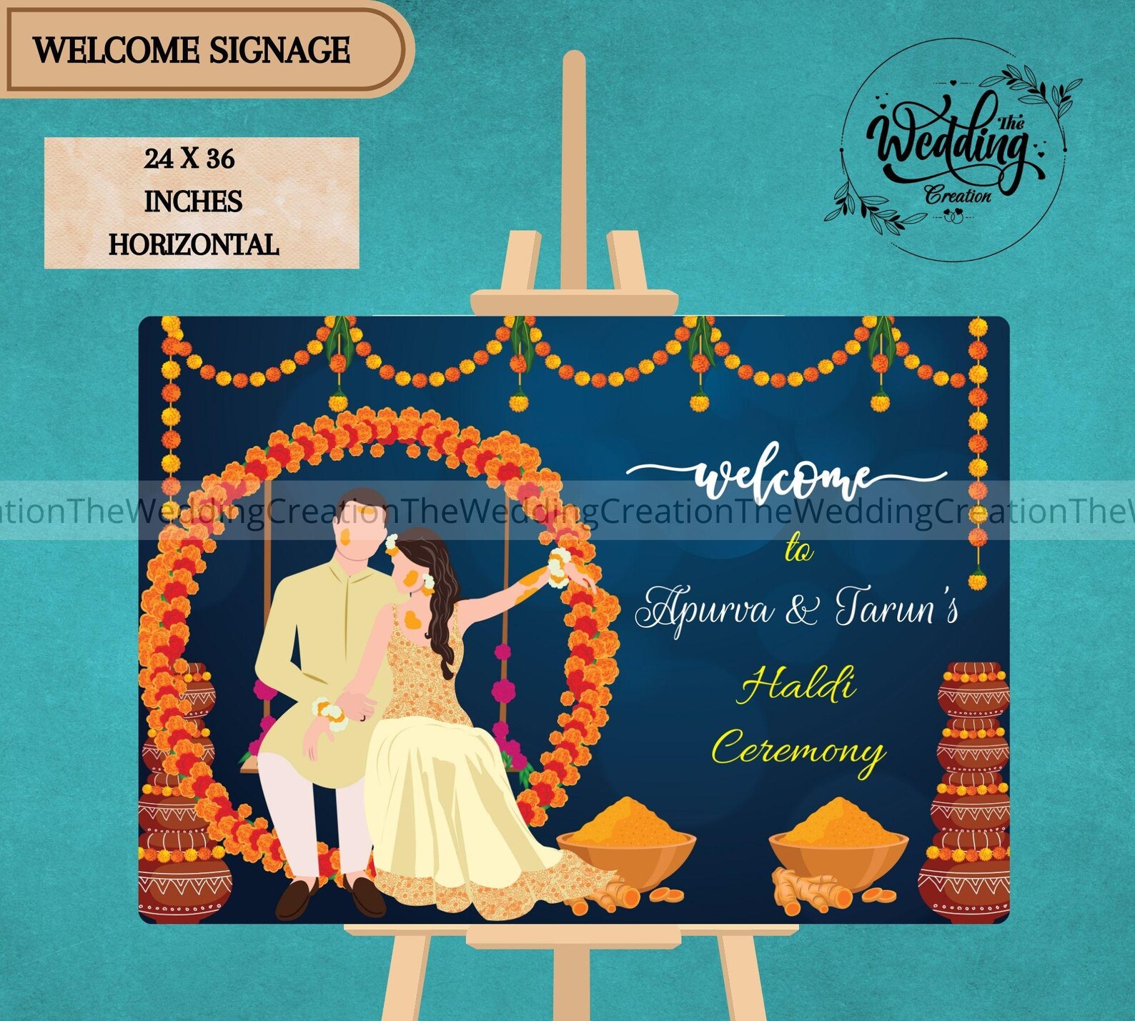 Haldi Signage Board, Haldi Welcome Signs, Indian Couple Haldi Decor ...
