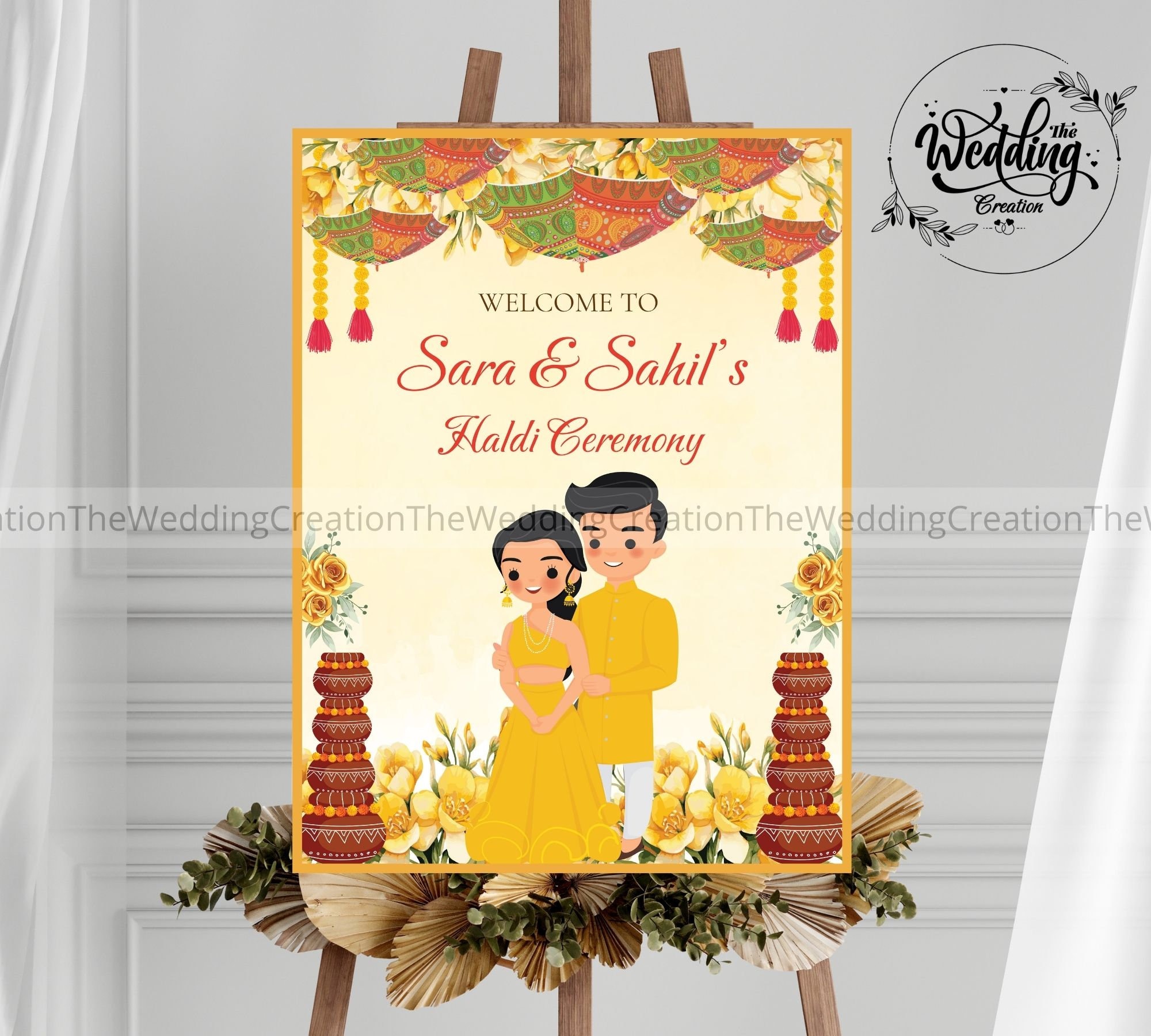 Haldi Ceremony Welcome Signs, Haldi Signage Board, Haldi Floral Welcome ...