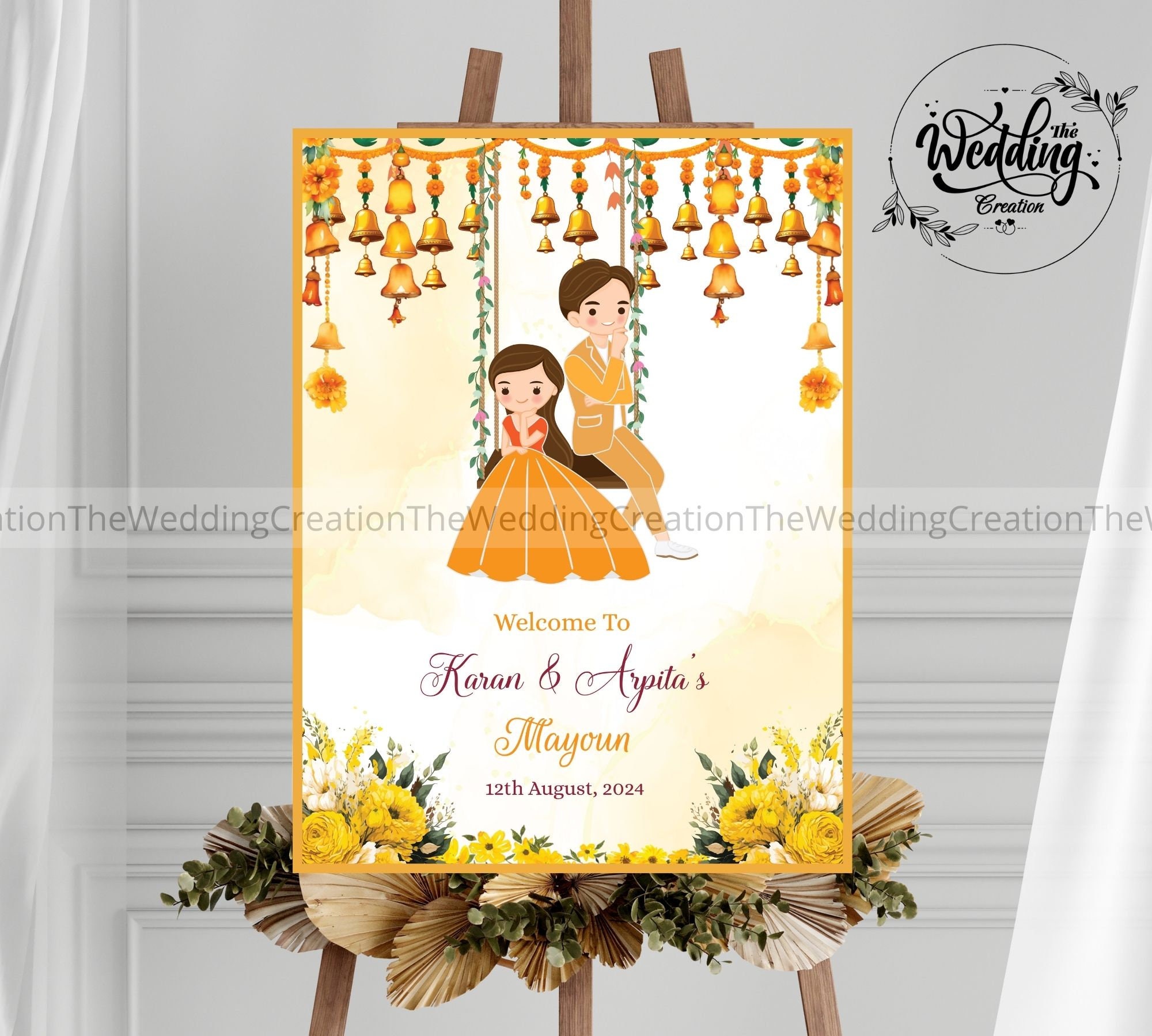 Haldi Welcome Signages, Haldi Signage Board, Haldi Floral Welcome ...