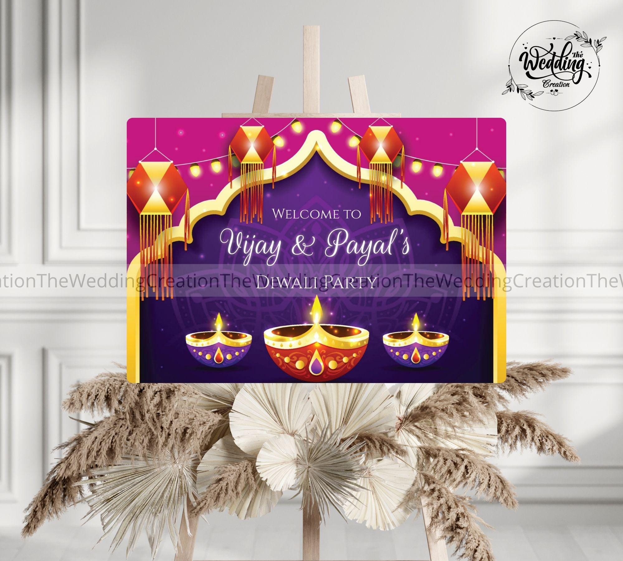 Diwali Decor Sign, Diwali Party Signs, Diwali Poster, Diwali Welcome ...