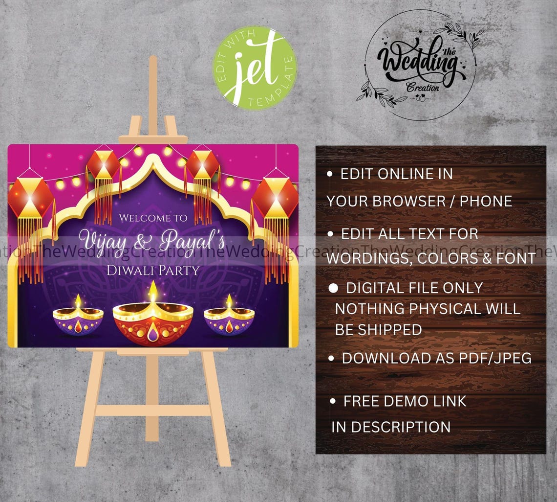 Diwali Decor Sign, Diwali Party Signs, Diwali Poster, Diwali Welcome ...