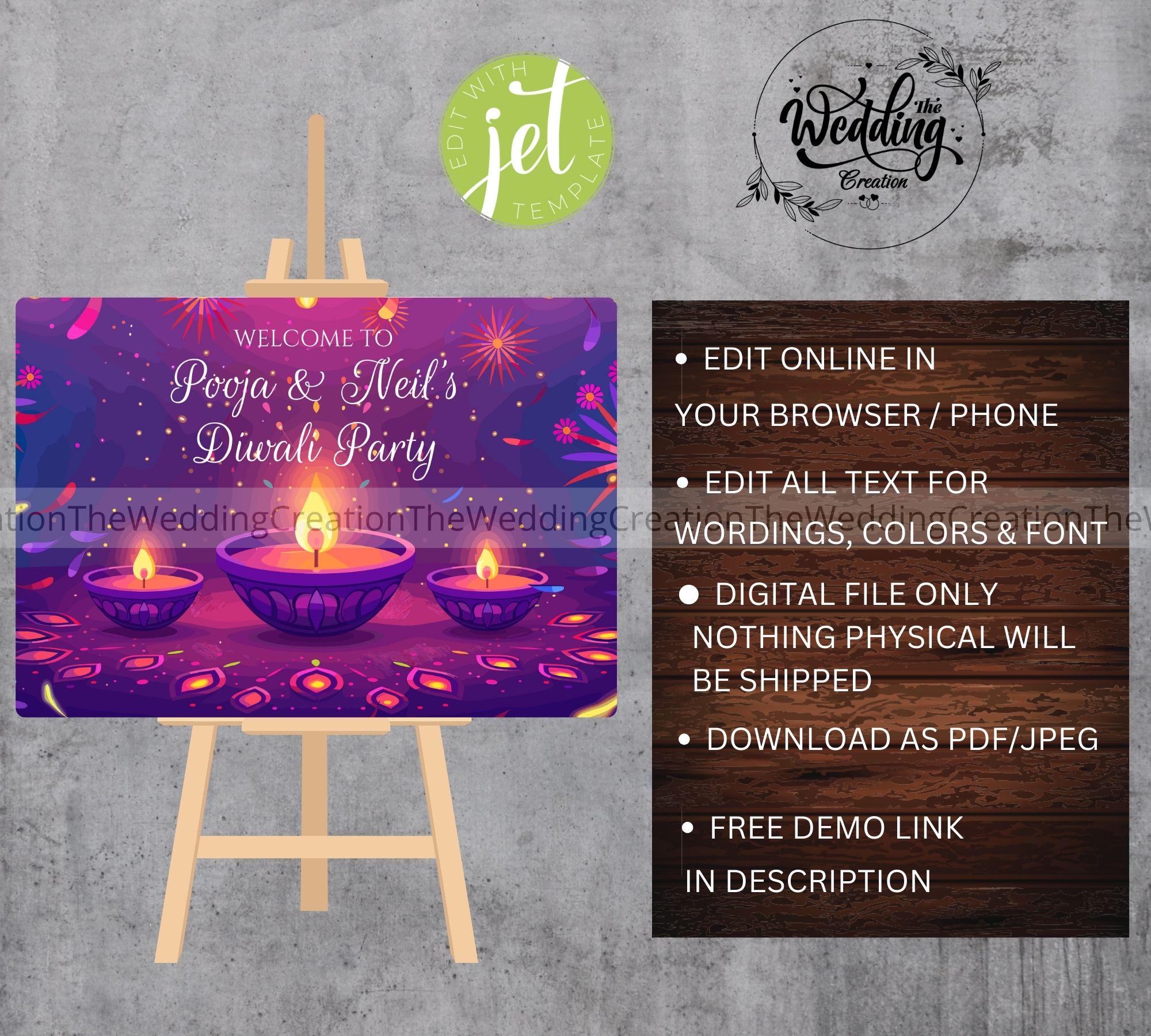 Diwali Welcome Sign, Diwali Party Signs, Diwali Poster, Diwali Decor ...