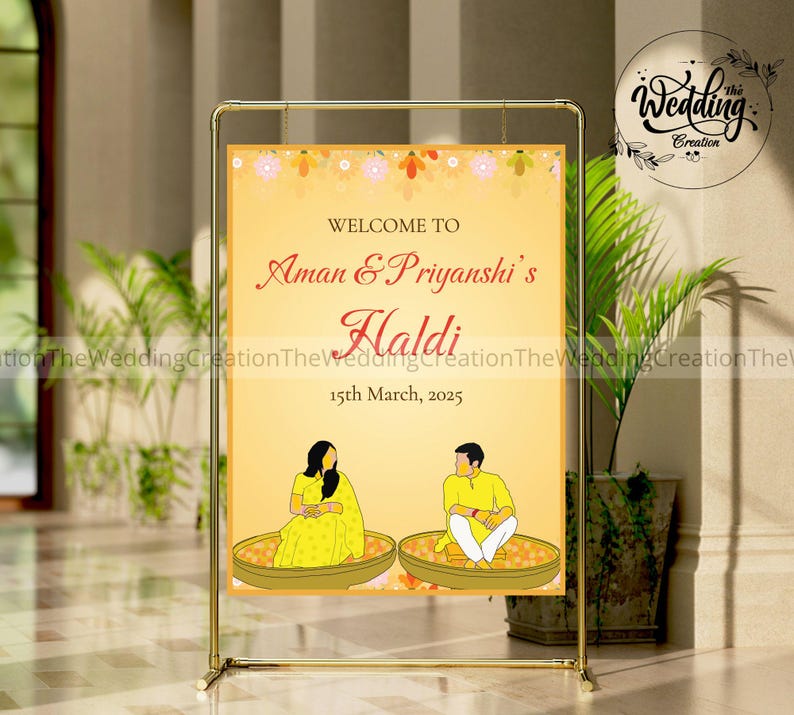 Haldi Welcome Signages, Haldi Signage Board, Haldi Floral Welcome Signs ...