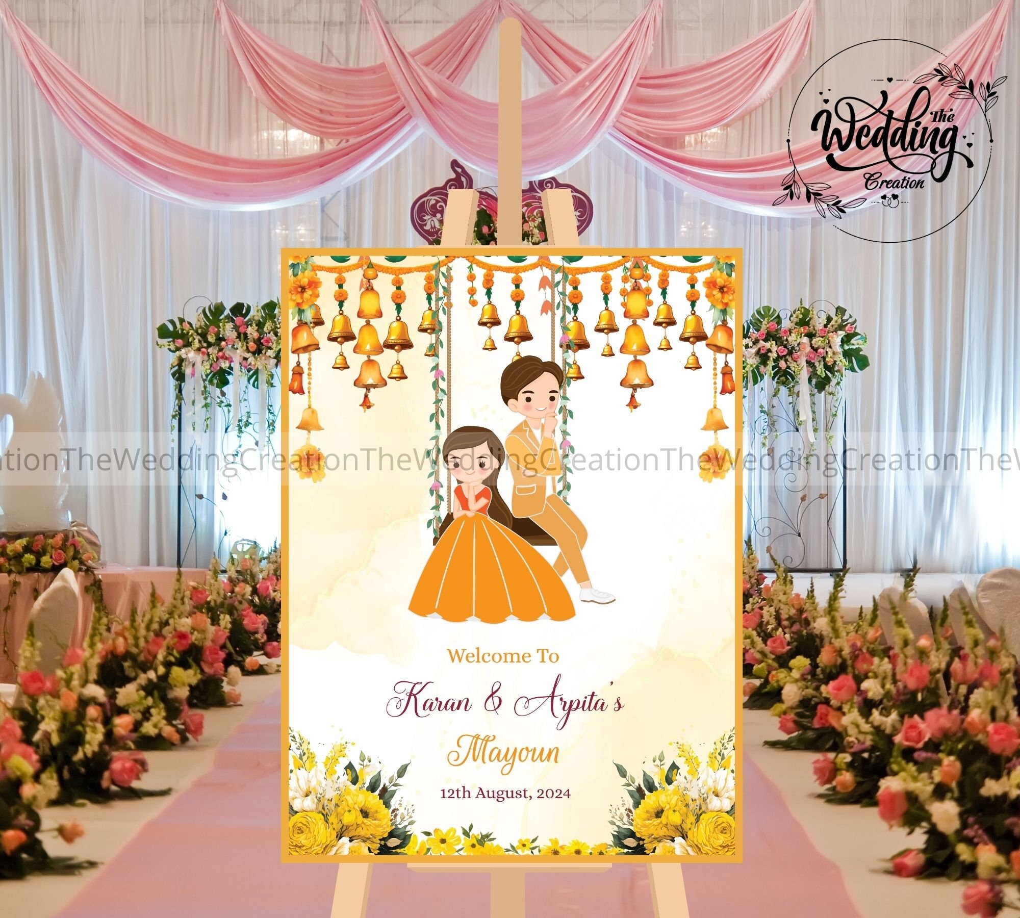 Haldi Welcome Signages, Haldi Signage Board, Haldi Floral Welcome ...