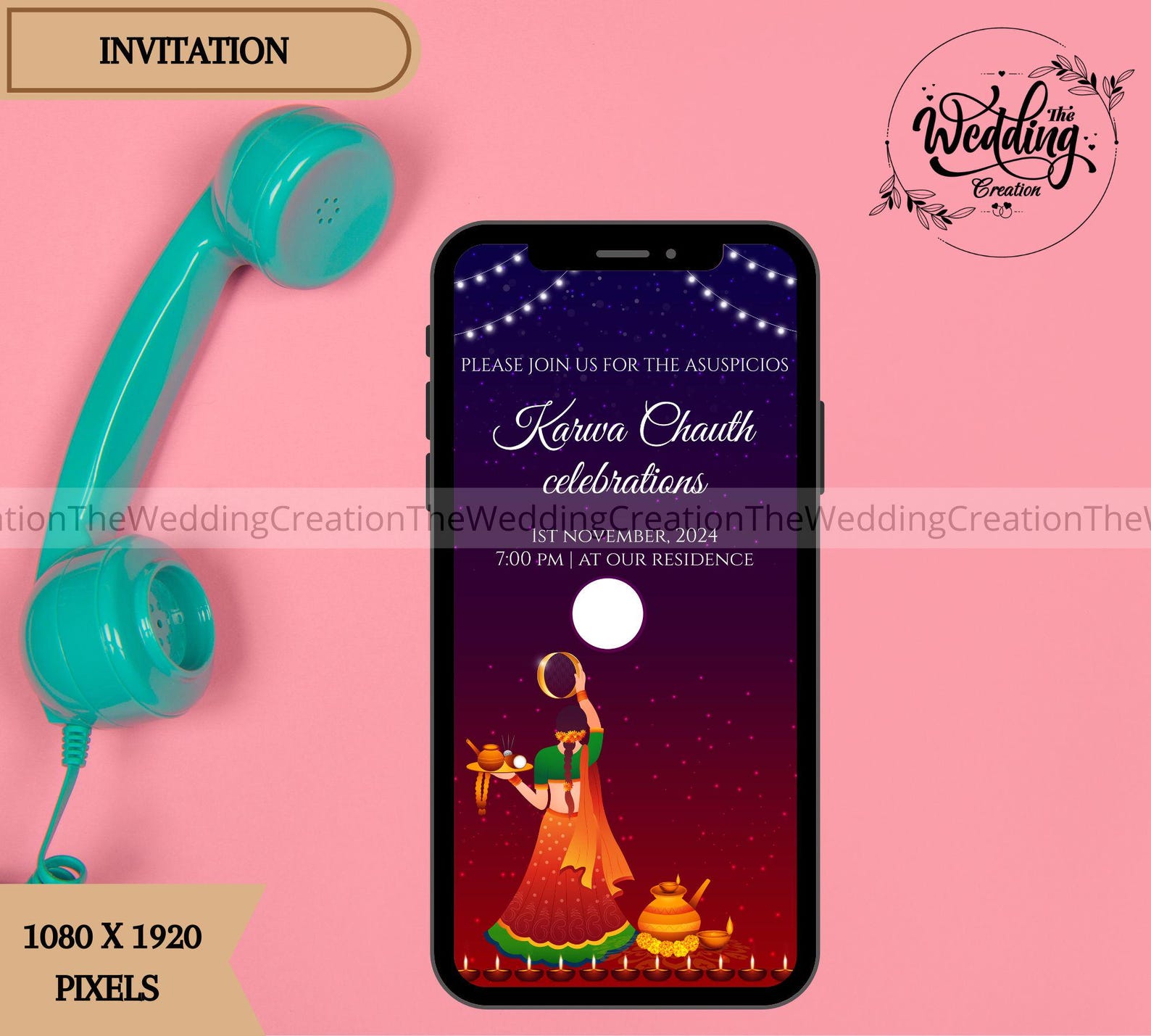 Digital Karva Chauth Invitations, Karwa Chauth Invites, Digital Karwa ...