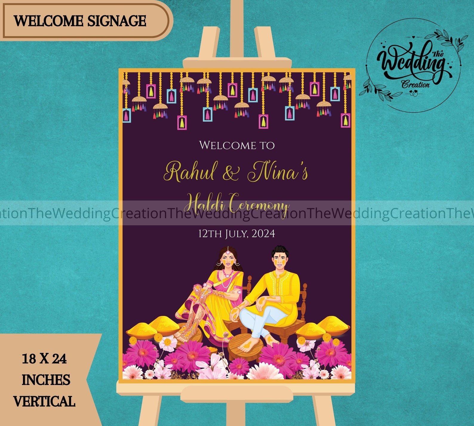 Indian Haldi Decor Entry Sign Board, Haldi Signage Board, Haldi Floral ...