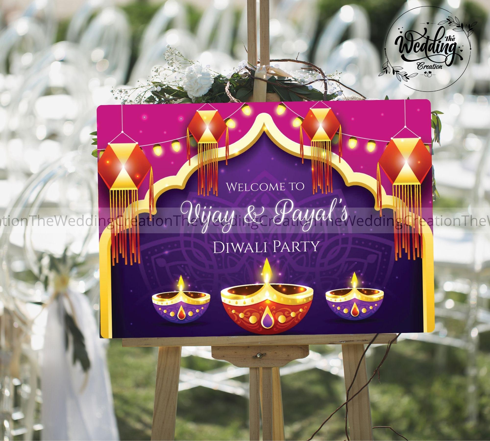 Diwali Decor Sign, Diwali Party Signs, Diwali Poster, Diwali Welcome ...