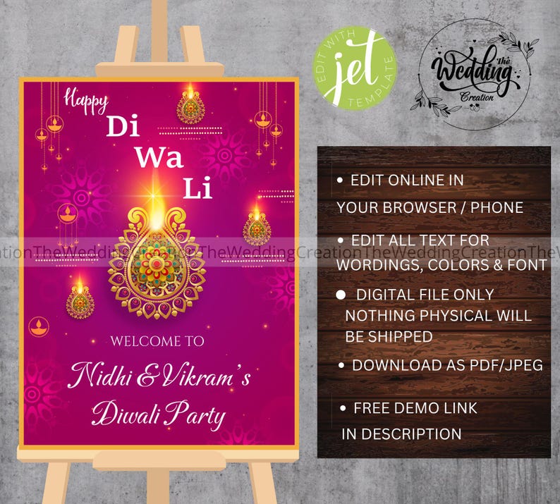 Diwali Poster, Diwali Party Signs, Diwali Decor Sign, Diwali Welcome ...