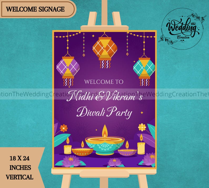 Diwali Party Signs, Diwali Poster, Diwali Decor Sign, Diwali Welcome ...