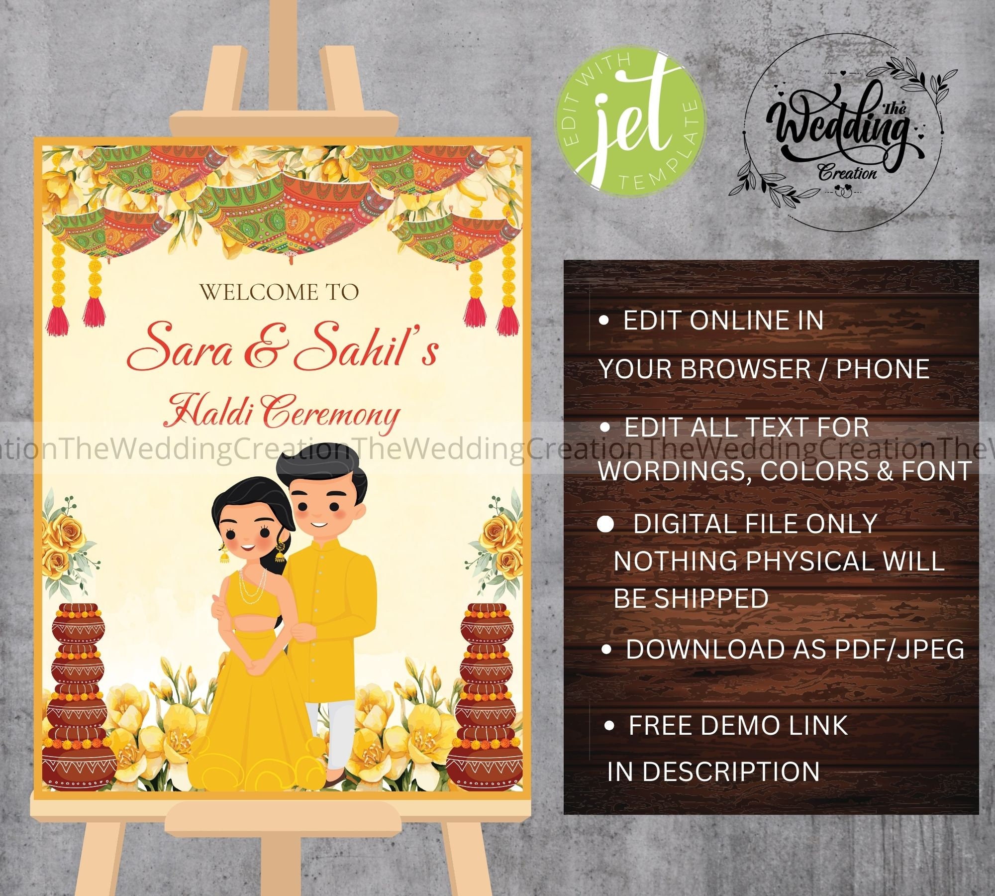 Haldi Ceremony Welcome Signs, Haldi Signage Board, Haldi Floral Welcome ...