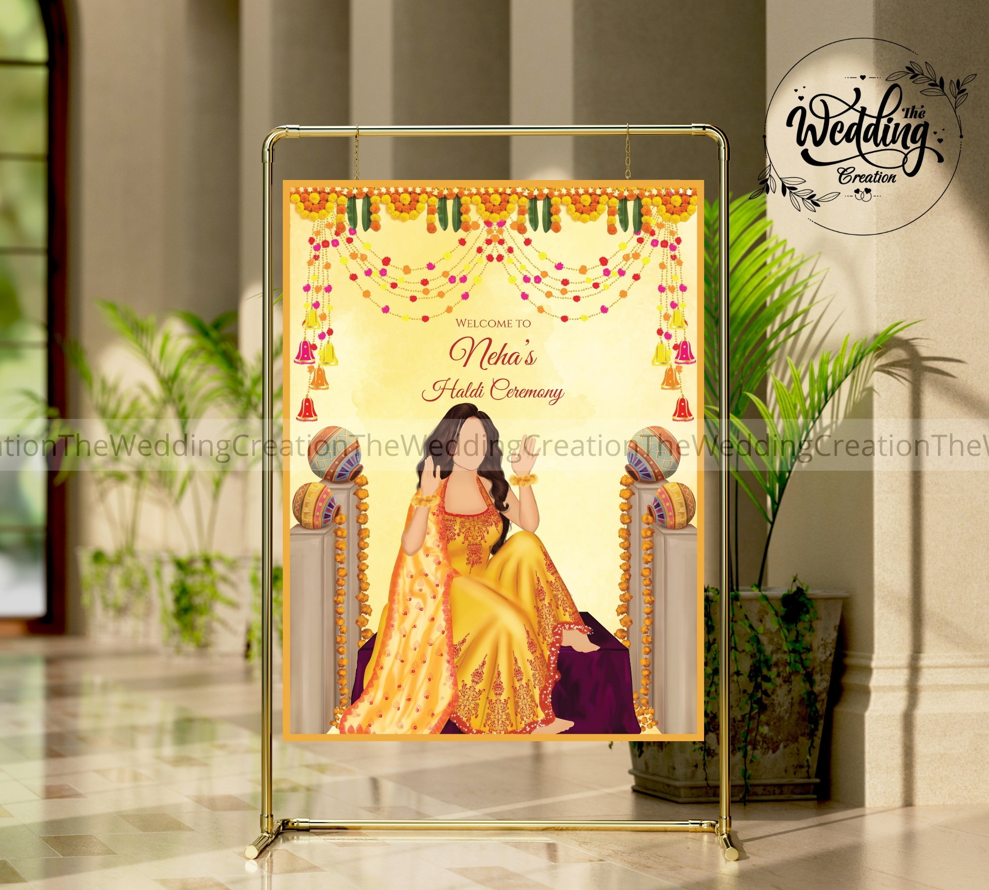 Haldi Floral Welcome Signage, Haldi Signage Board, Bridal Haldi Decor ...