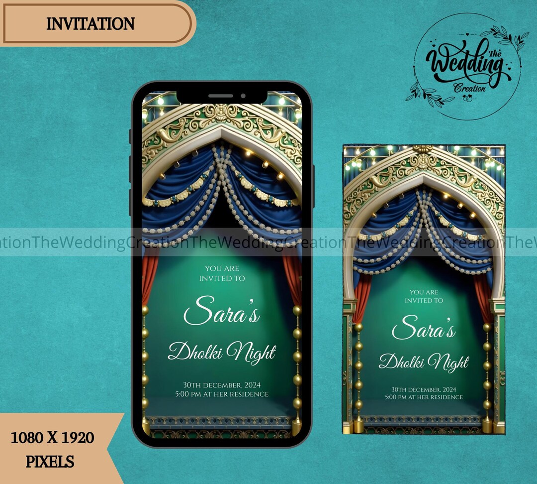 Dholki Invitations & Muslim Wedding Invitations, Dholki Invite Digital ...