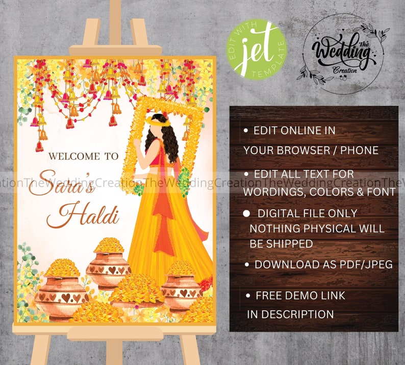Haldi Signage Board, Haldi Floral Welcome Signage, Bridal Haldi Decor ...
