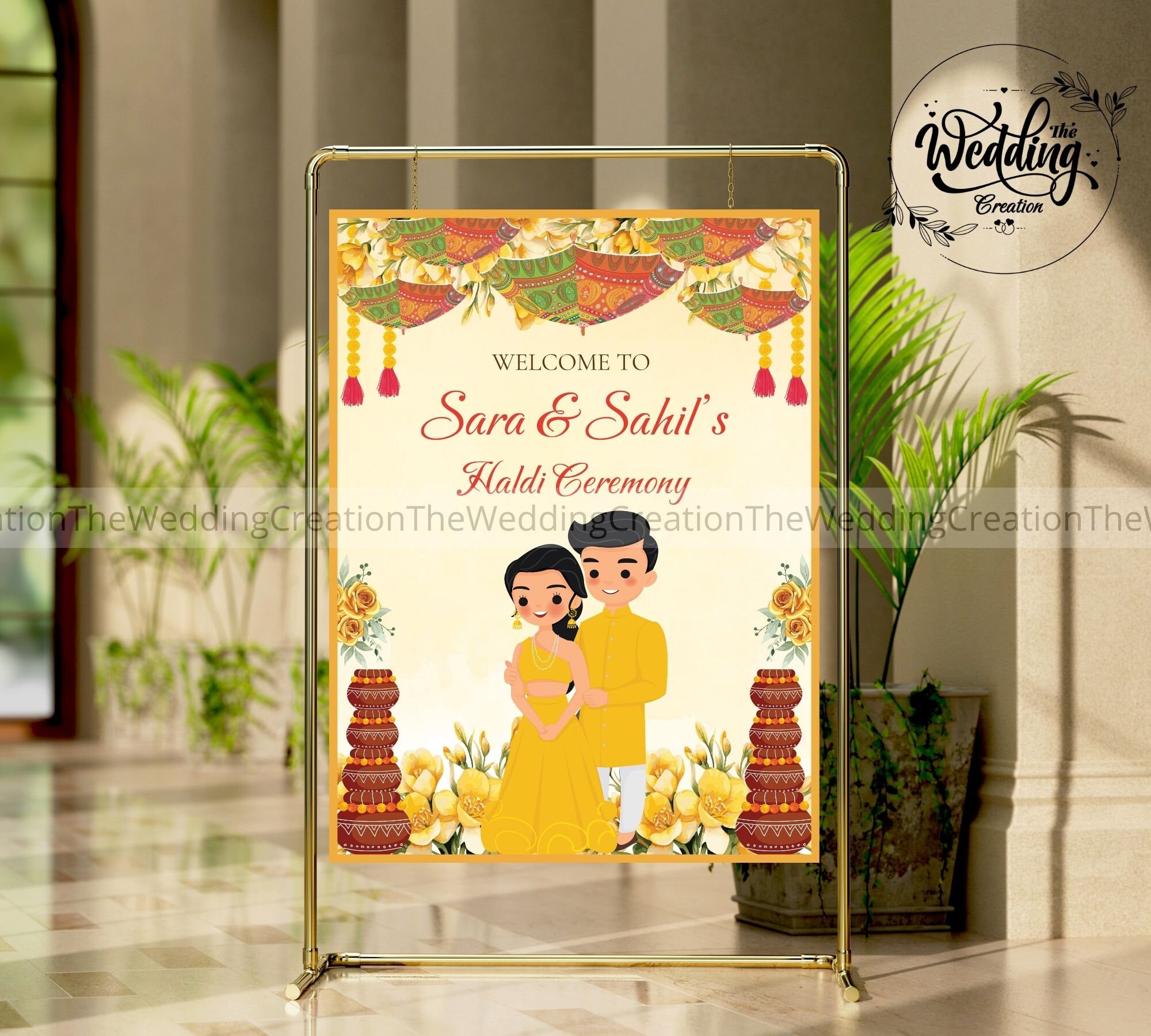 Haldi Ceremony Welcome Signs, Haldi Signage Board, Haldi Floral Welcome ...