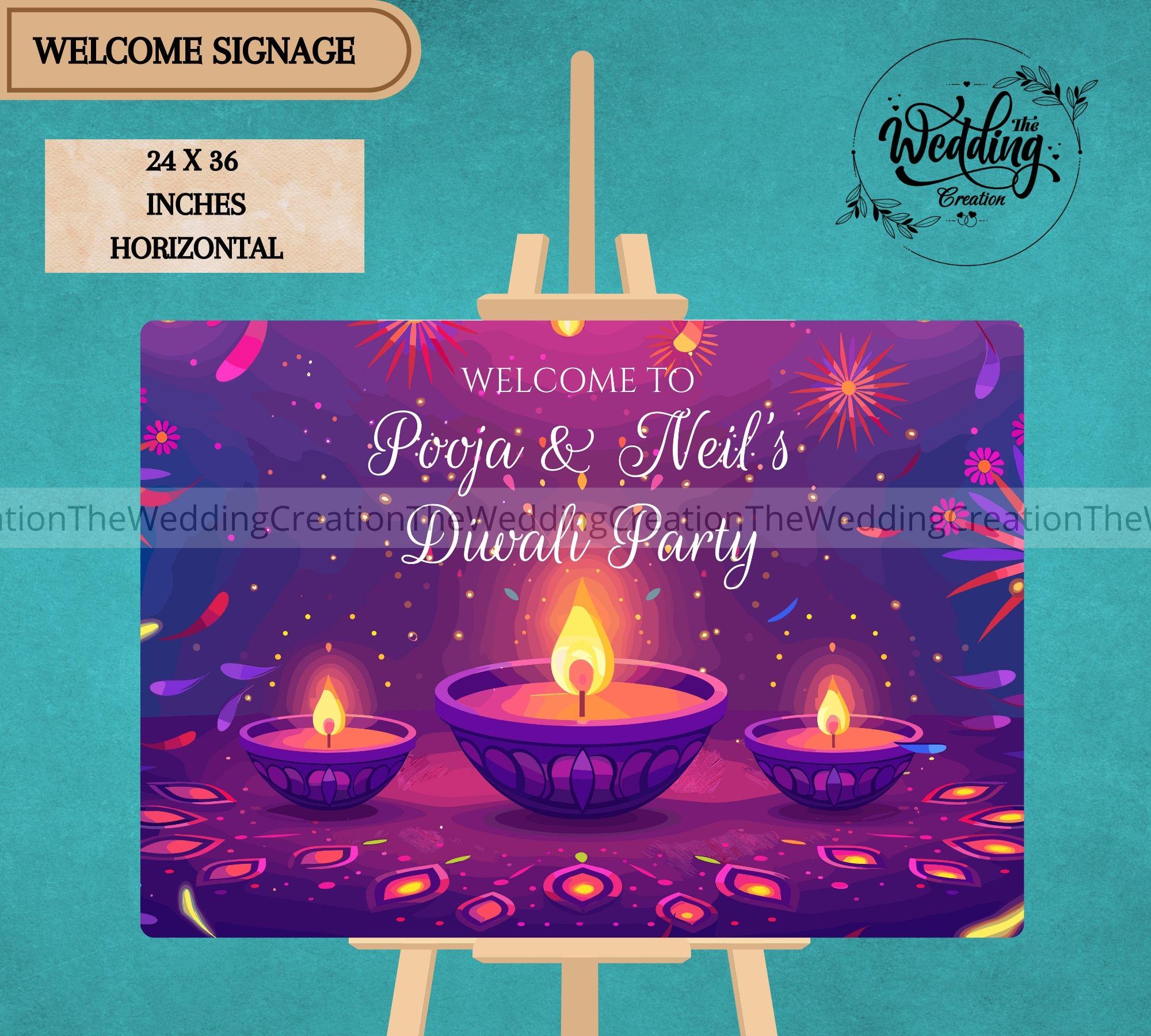 Diwali Welcome Sign, Diwali Party Signs, Diwali Poster, Diwali Decor ...