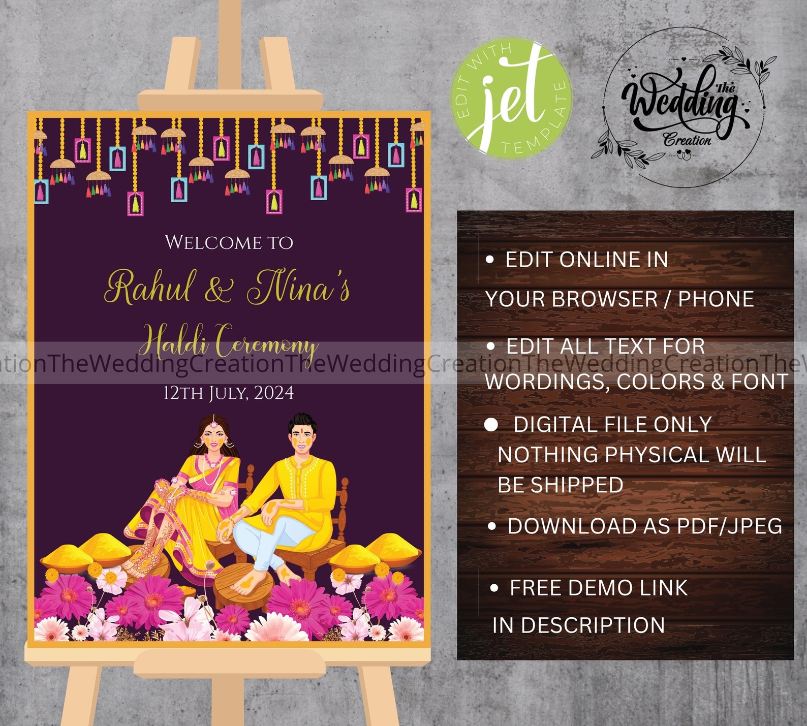 Indian Haldi Decor Entry Sign Board, Haldi Signage Board, Haldi Floral ...