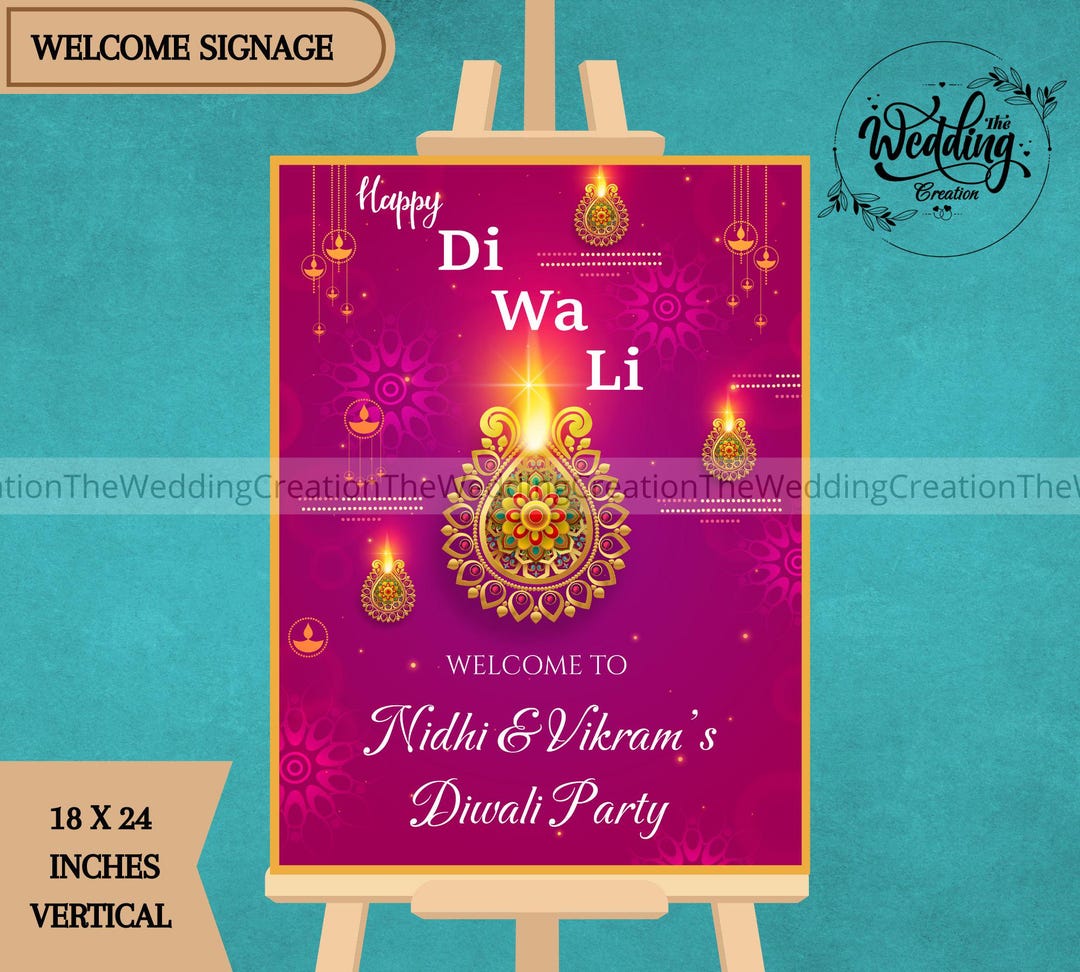 Diwali Poster, Diwali Party Signs, Diwali Decor Sign, Diwali Welcome ...