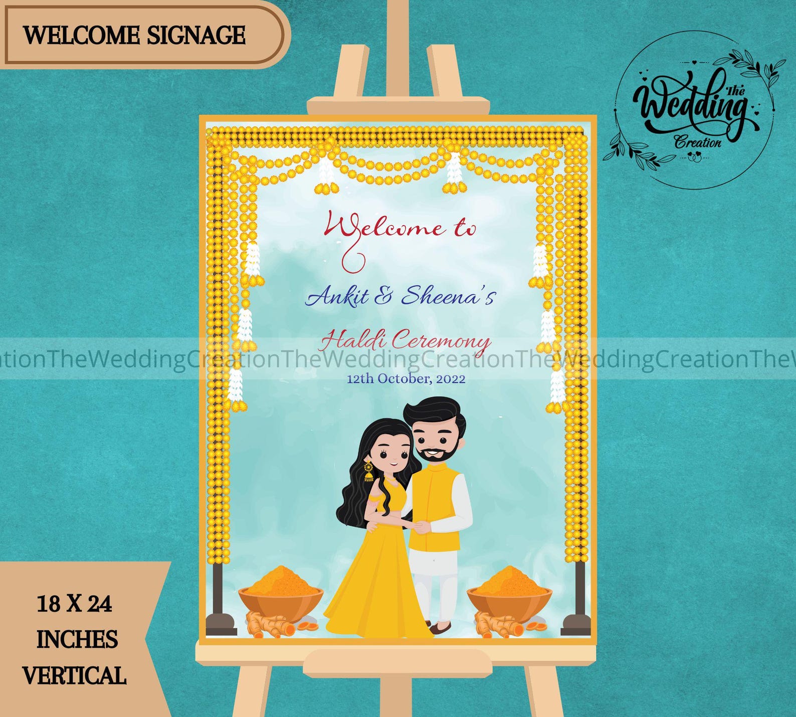 Haldi Welcome Sign, Haldi Signage Board, Indian Couple Haldi Decor ...