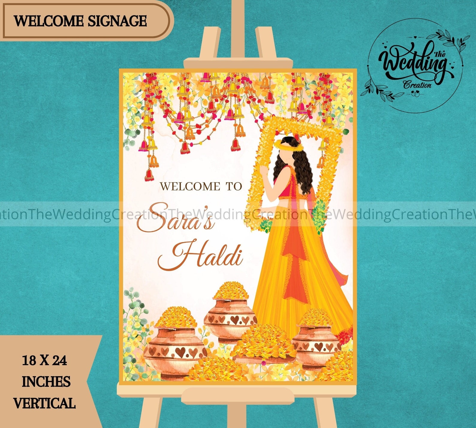 Haldi Signage Board, Haldi Floral Welcome Signage, Bridal Haldi Decor ...