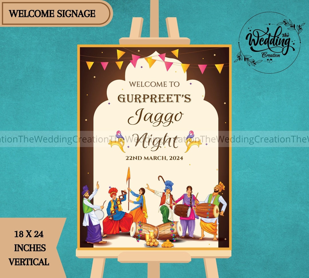 Jaggo Signs Bhangra as Jaggo Welcome Signs as Punjabi Wedding Decor ...