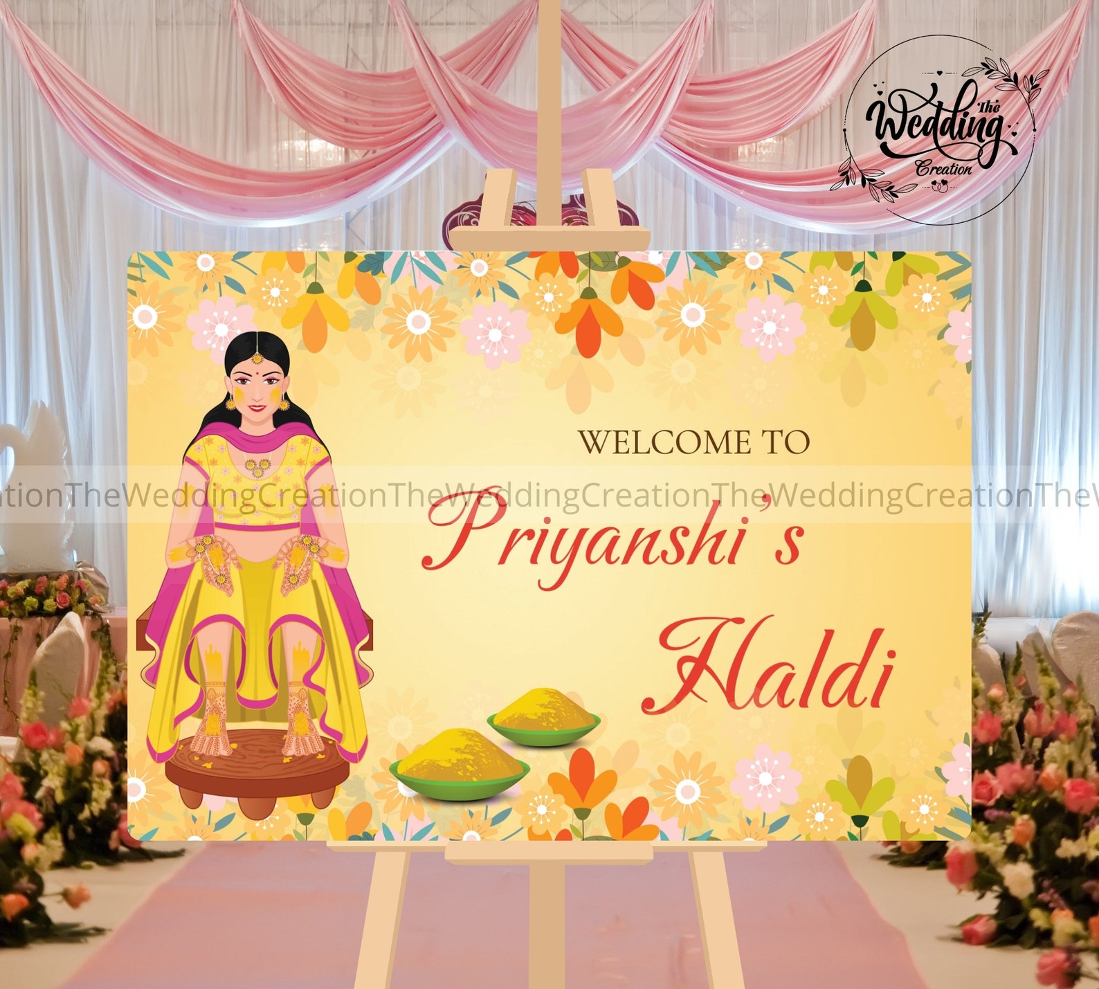 Bridal Haldi Decor Entry Sign Board, Haldi Signage Board, Haldi Welcome ...