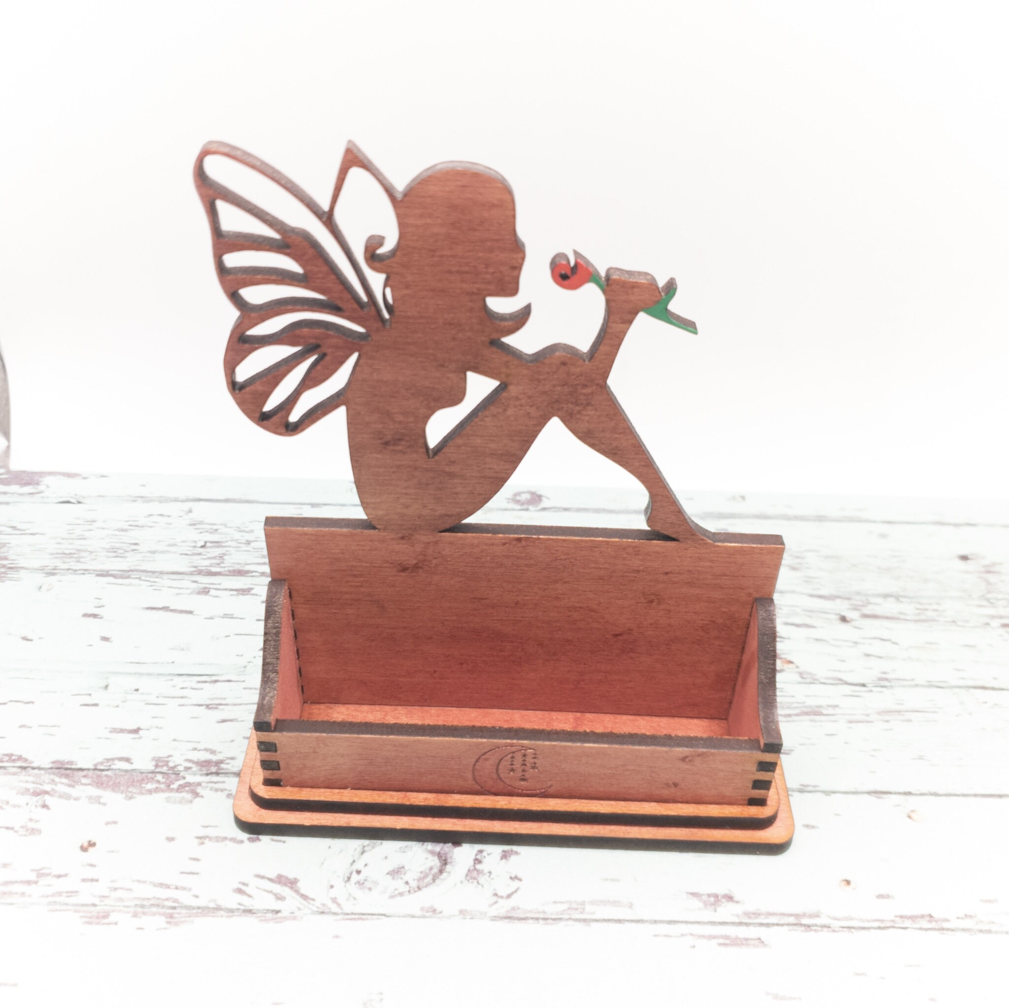 Fairy Smelling Rose, Business Card Holder for Desk, Desk Card Holder ...