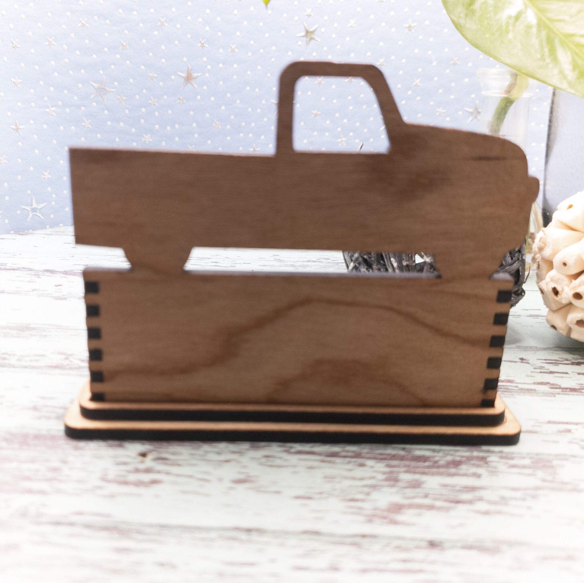Cherry Wood Pickup Truck Business Card Holder: Personalized Desk ...