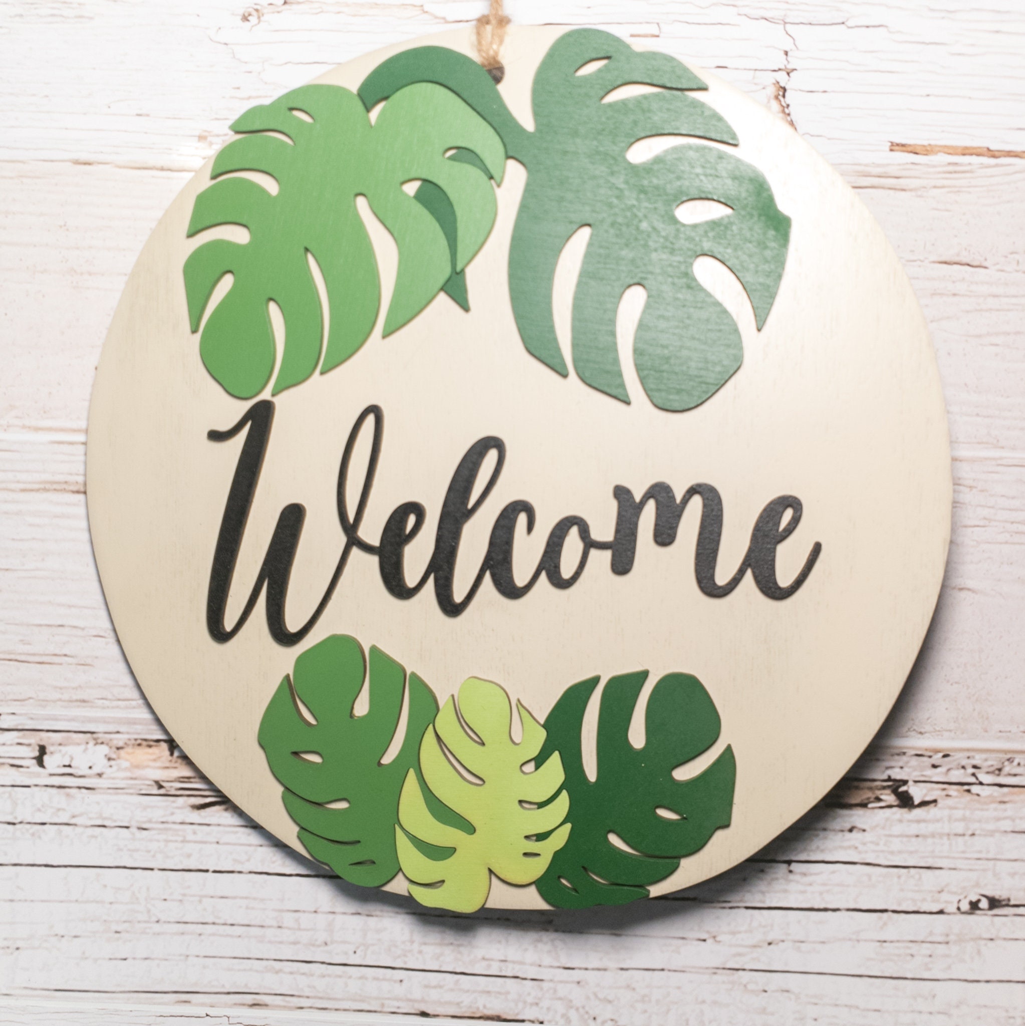 Monstera Welcome Sign Tropical Door Hanger 3D Dimensional - Etsy
