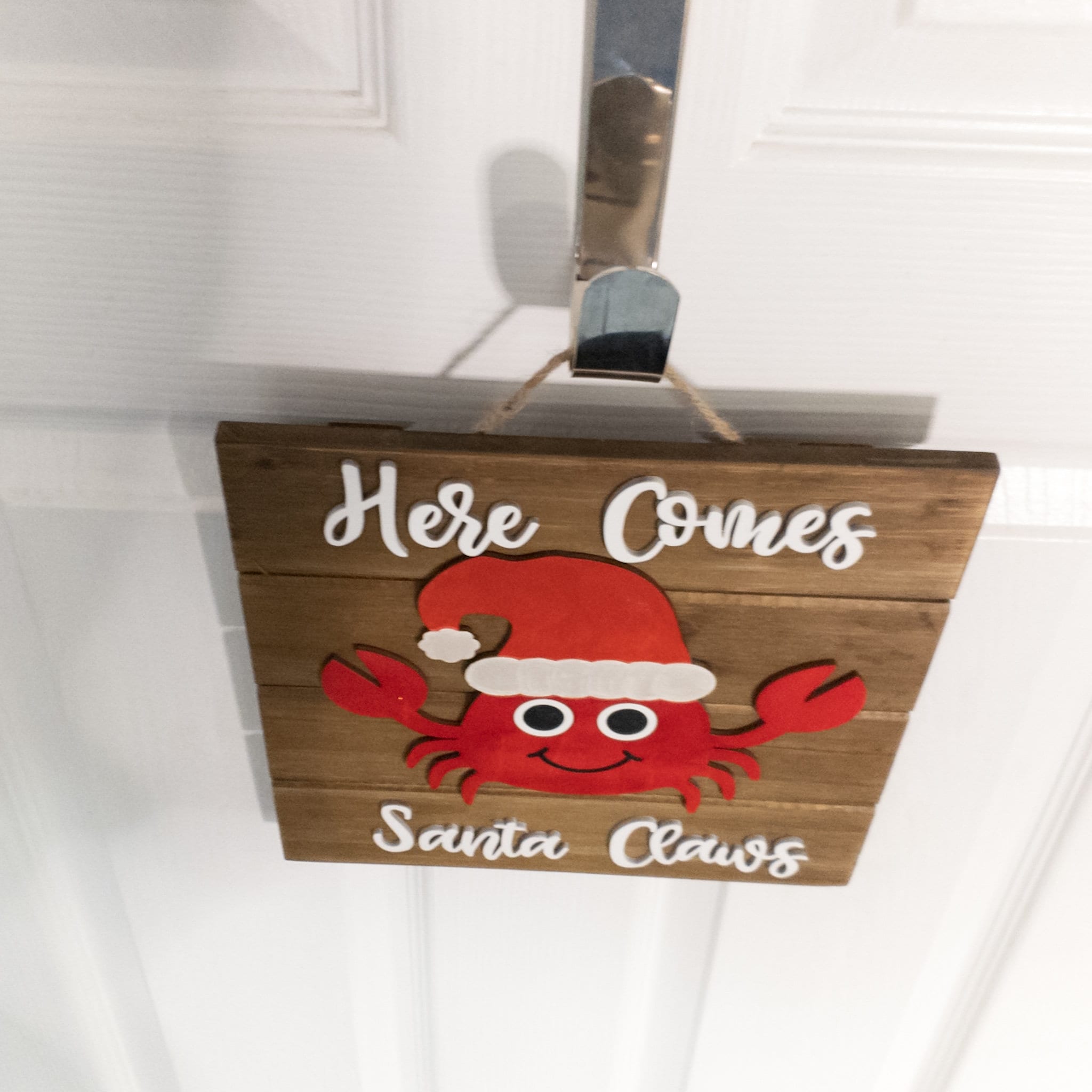 Santa Claws Crab Sign: Coastal Christmas Wood Plank Wall Art - Etsy