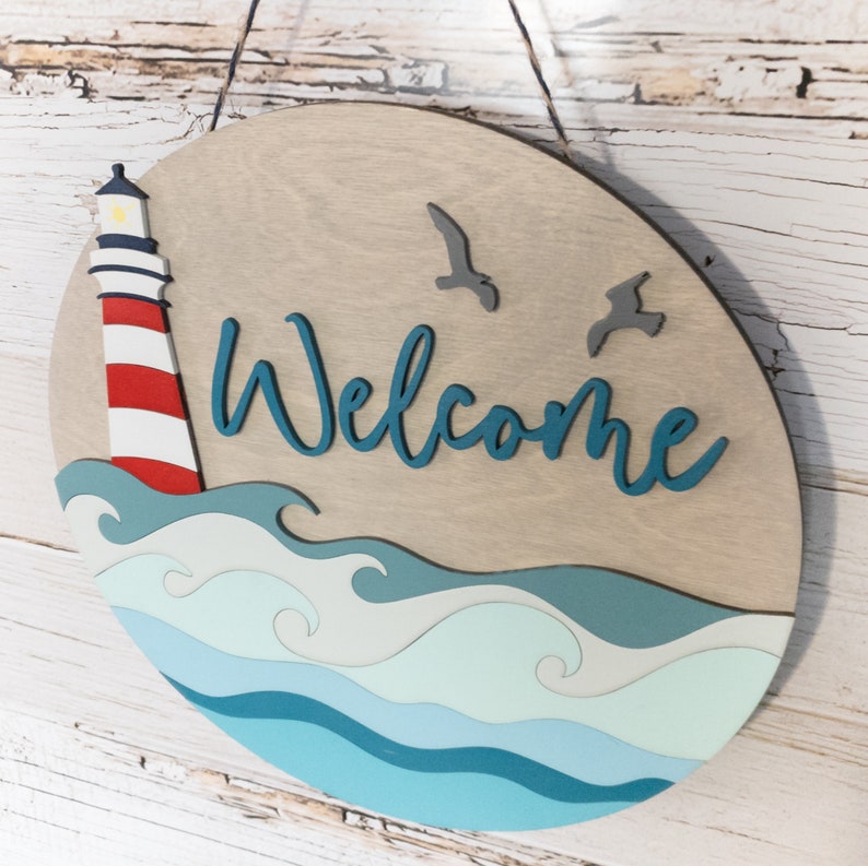 Lighthouse Wall Decor Ocean Welcome Sign Beach House Decor - Etsy